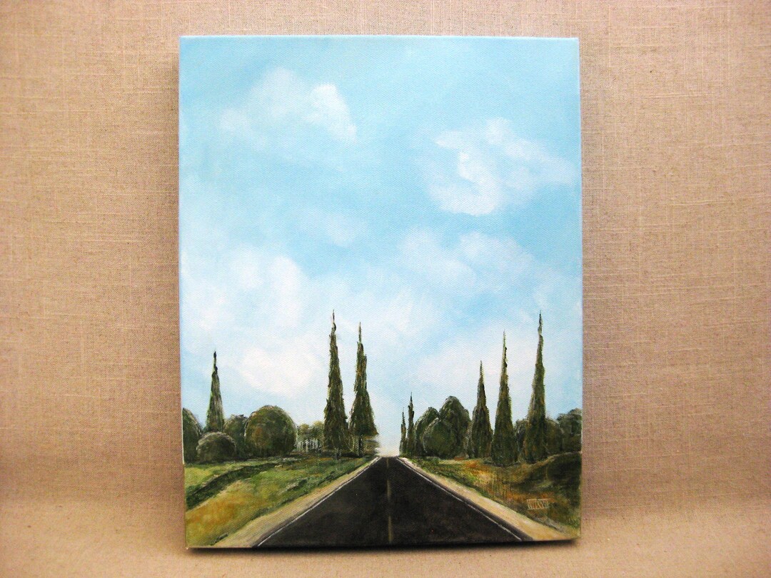 Open Road Landscape Painting, Original Nature Trees Wall Art for the ...