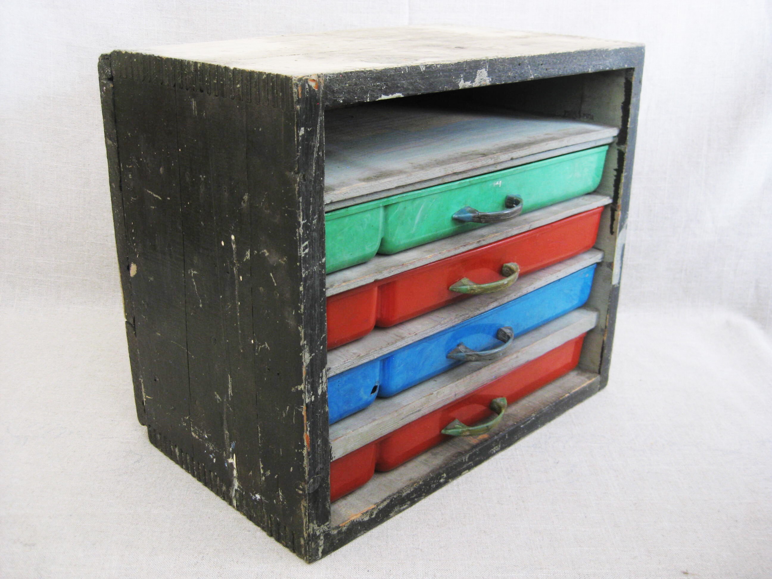 Vintage Chest of Drawers, Primitive Folk Art, Rustic Cabin Decor, Wood ...