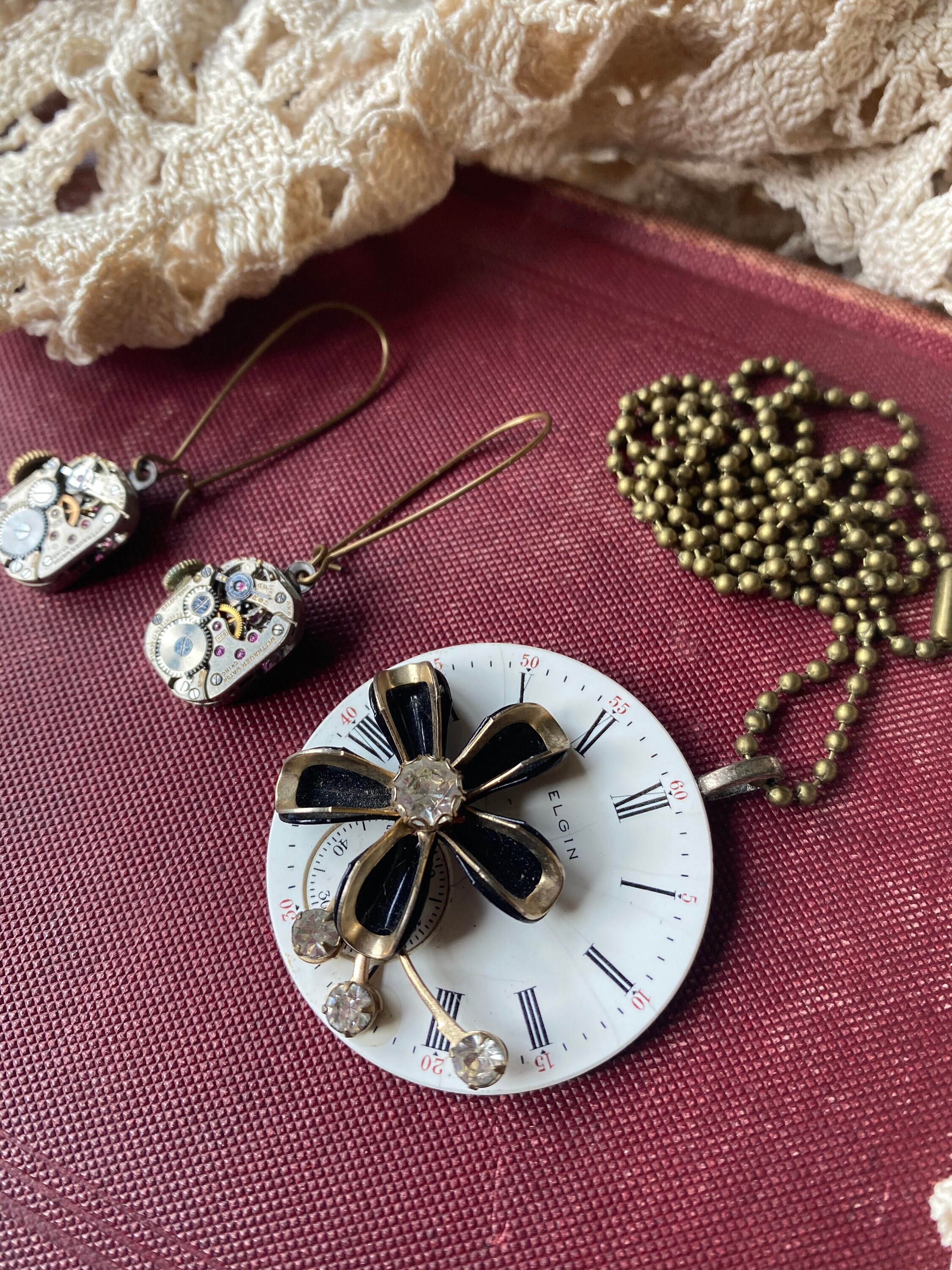 CLOCKWORKS Vintage Watch Movement Earrings and Necklace Set - Etsy