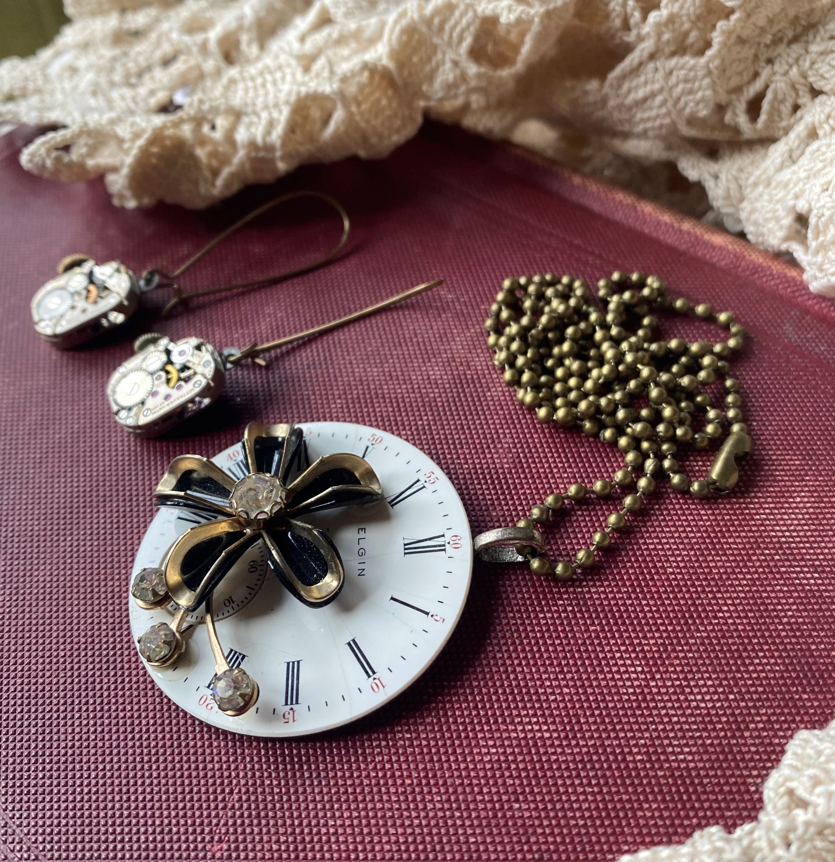 CLOCKWORKS Vintage Watch Movement Earrings and Necklace Set - Etsy