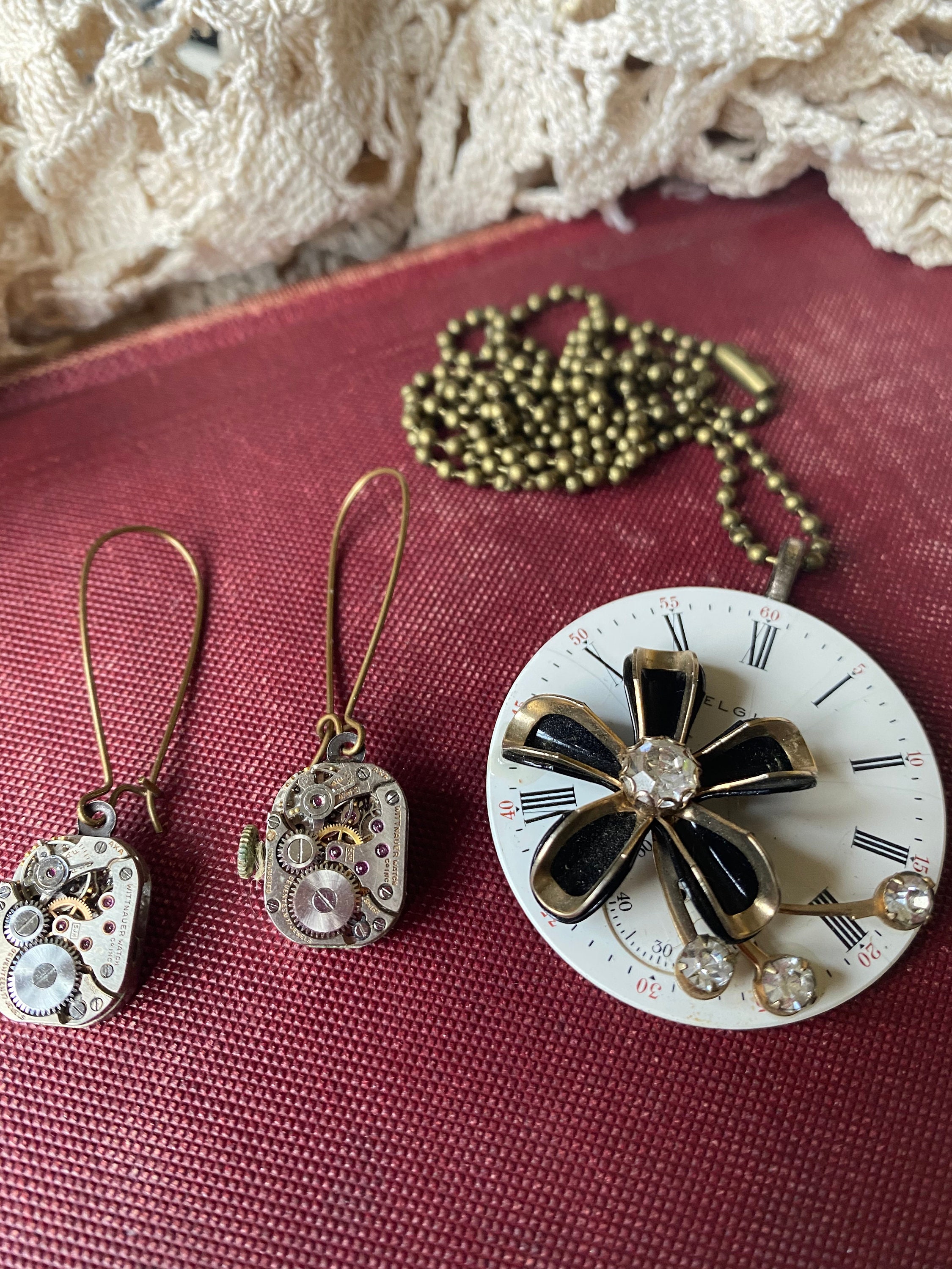 CLOCKWORKS Vintage Watch Movement Earrings and Necklace Set - Etsy