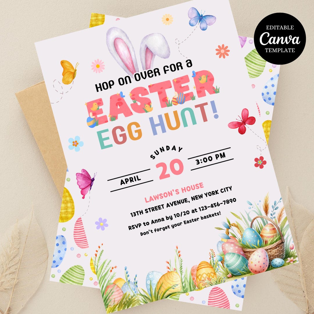 Easter Egg Hunt Invitation, Easter Invite, Easter Party Invite, Easter ...