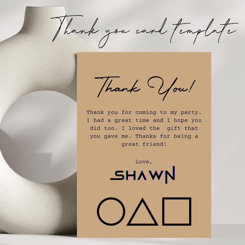 EDITABLE Squid Game Party Invitation Template 01 Thank You Tags INSTANT ...