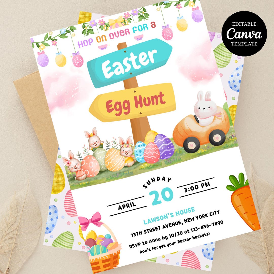 Easter Egg Hunt Invitation, Easter Invite, Easter Party Invite, Easter ...