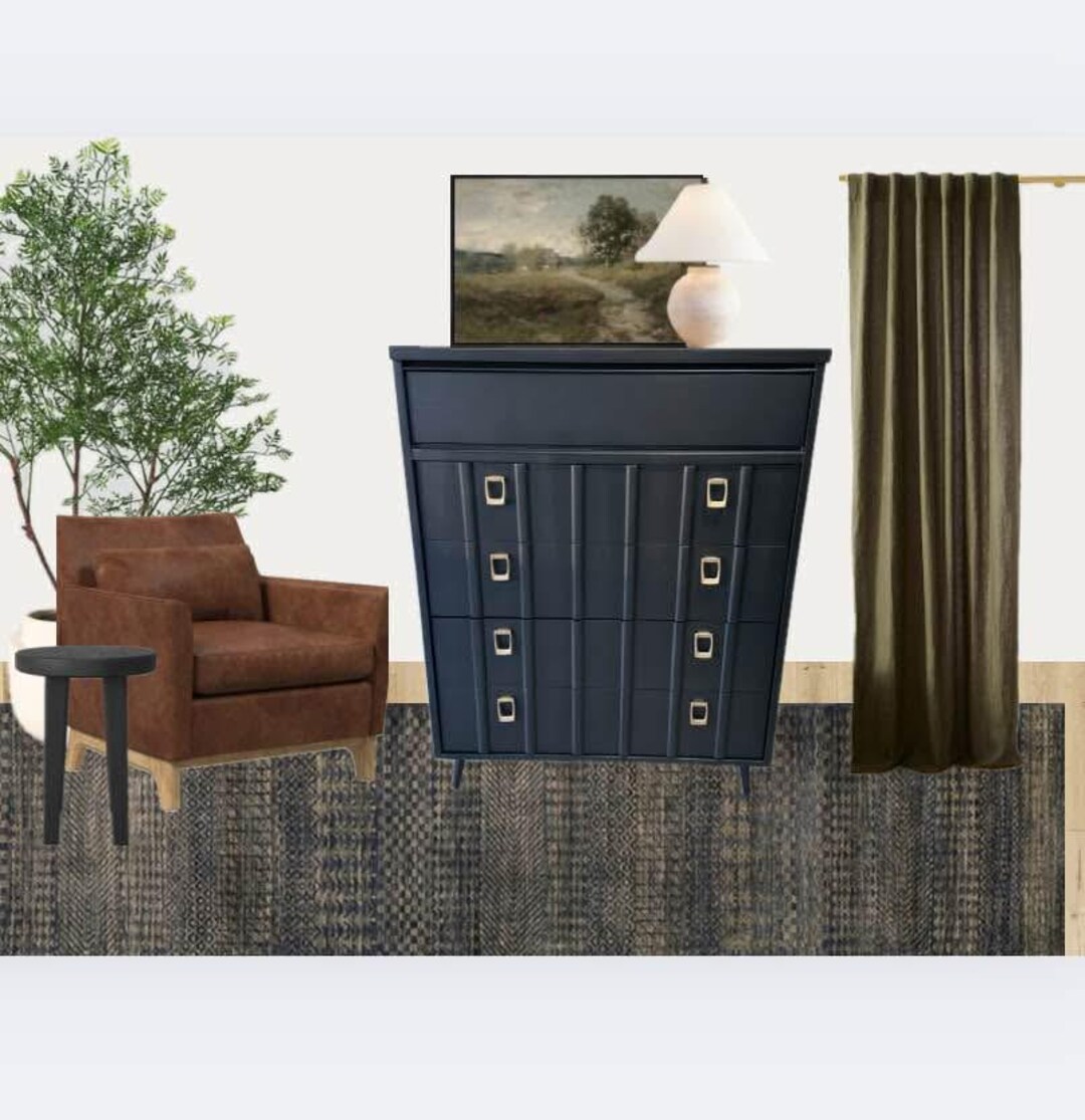 Vintage MCM Midcentury Modern Black Fluted 5 Drawer Highboy Tall ...