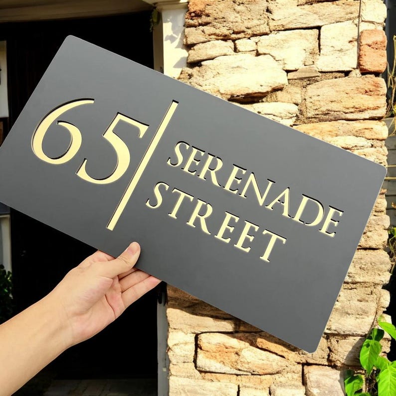 Personalized Outdoor House Number Sign – Matte Acrylic Plaque With ...