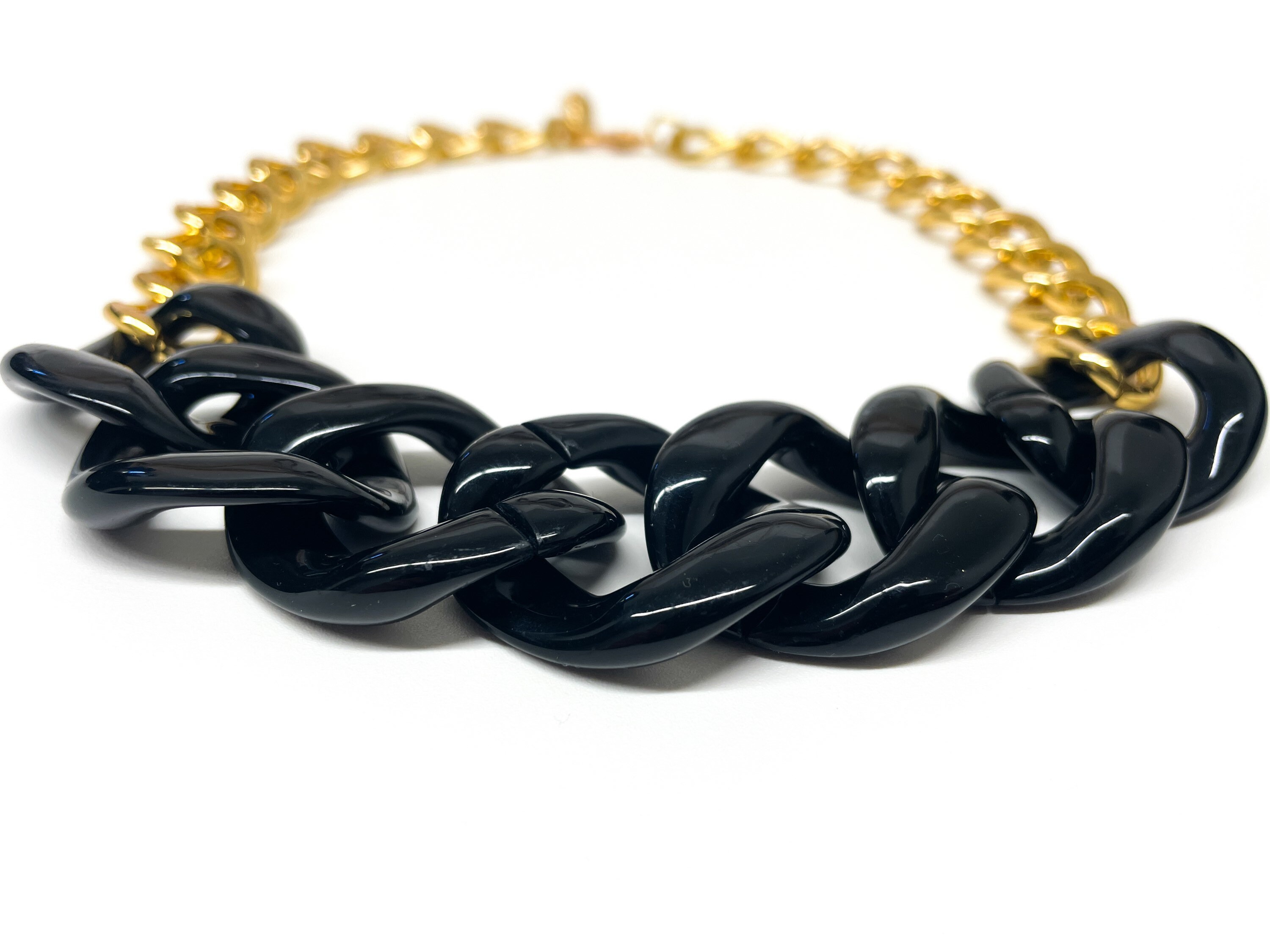 Oversized Black and Gold Statement Chain Necklace - Etsy
