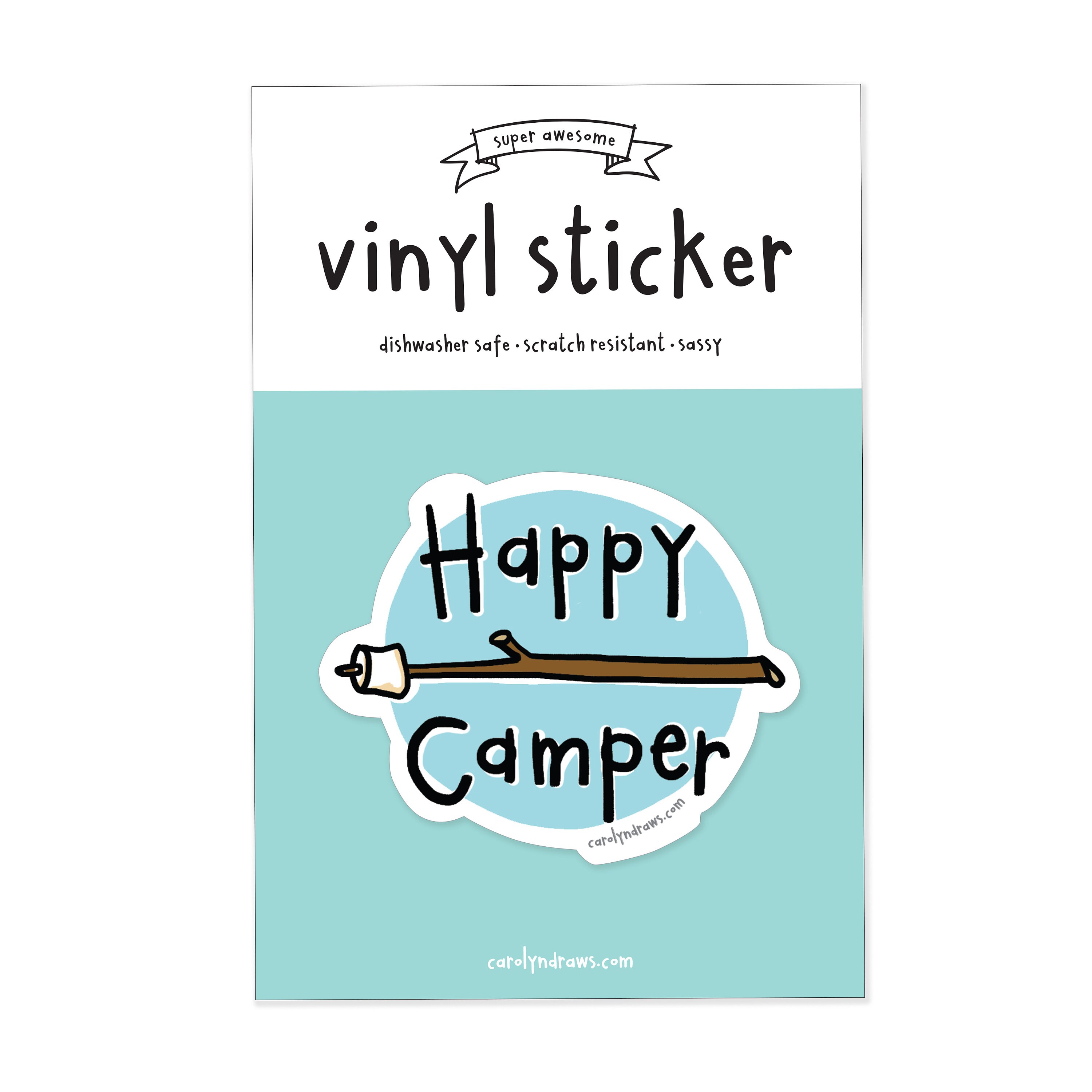 Funny Vinyl Sticker Happy Camper Sticker Vinyl Sticker - Etsy