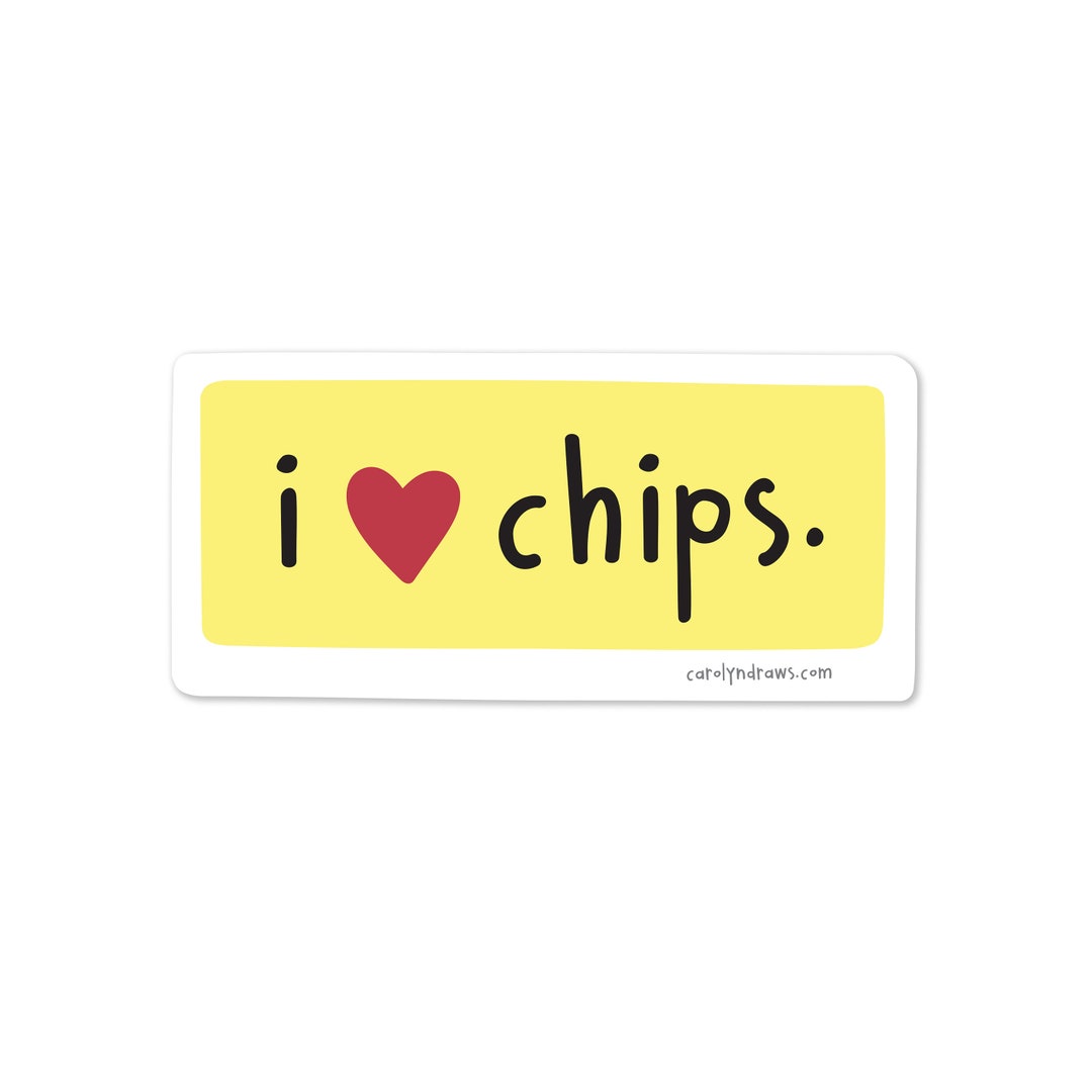 I Love Chips Vinyl Sticker - Waterproof Laptop, Travel Mug Decal - Etsy