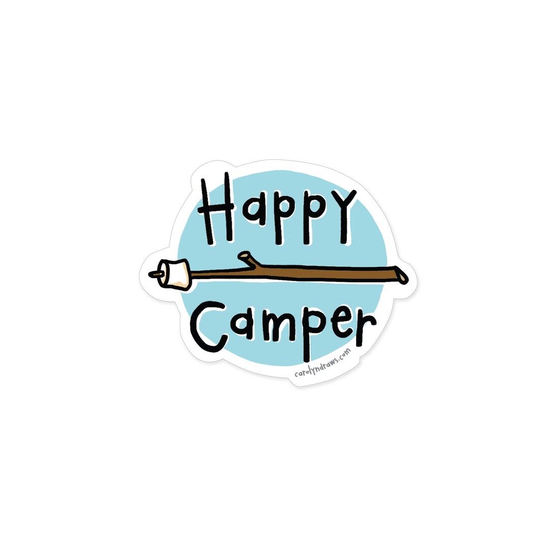 Funny Vinyl Sticker Happy Camper Sticker Vinyl Sticker Laptop Sticker ...