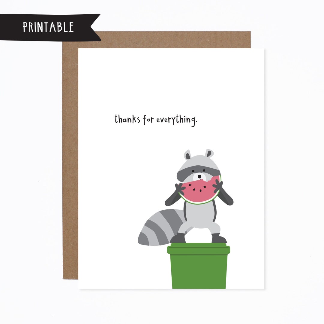 PRINTABLE Raccoon Thank You Card - DIGITAL DOWNLOAD - Canadian - Print ...