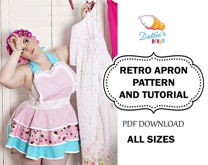 Retro Cute Apron Pattern and Tutorial PDF Dotties Diner - Etsy