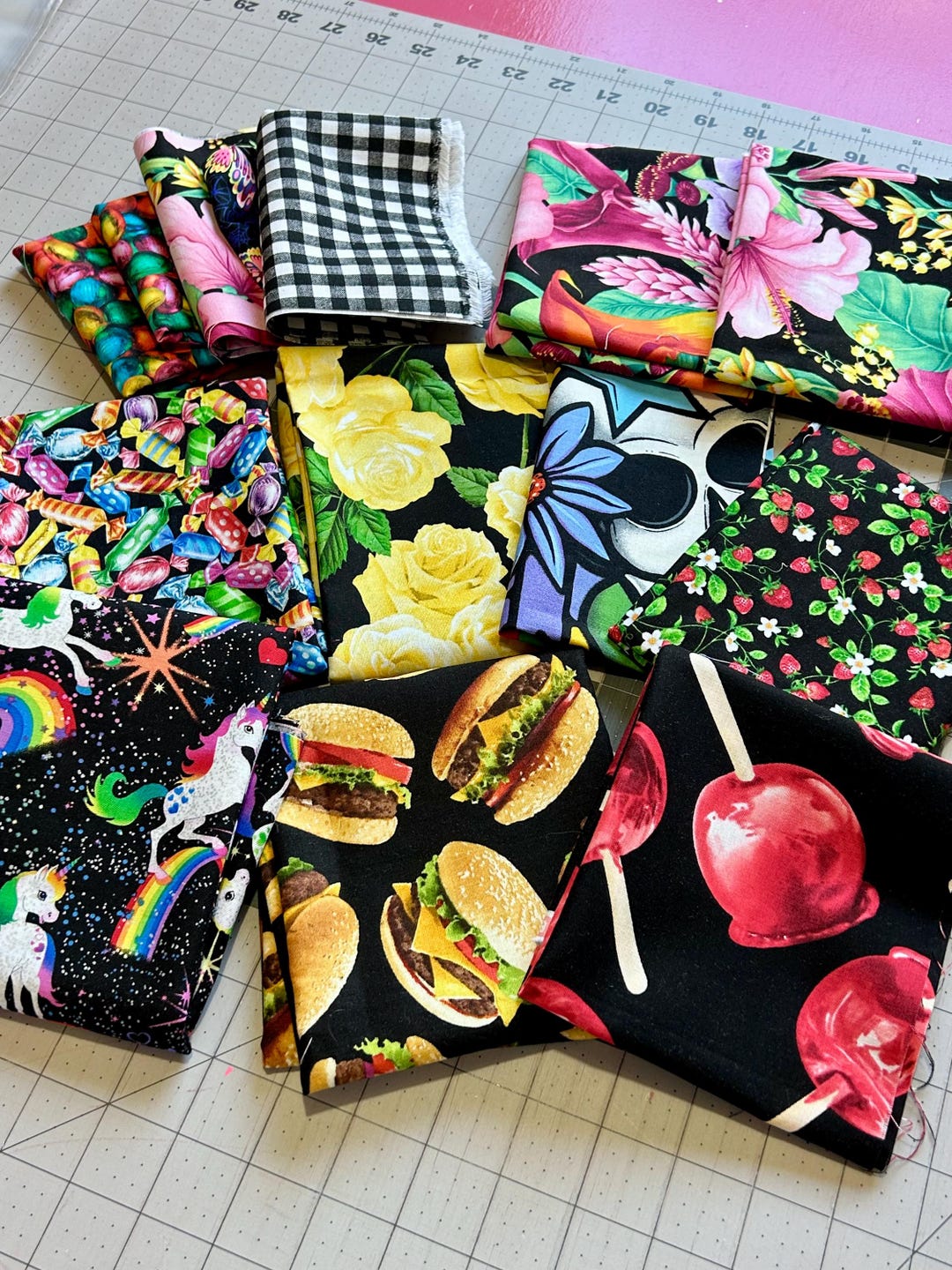 Black Theme Quilt Fabric Scraps: Designer Scrap Grab Bag - Etsy