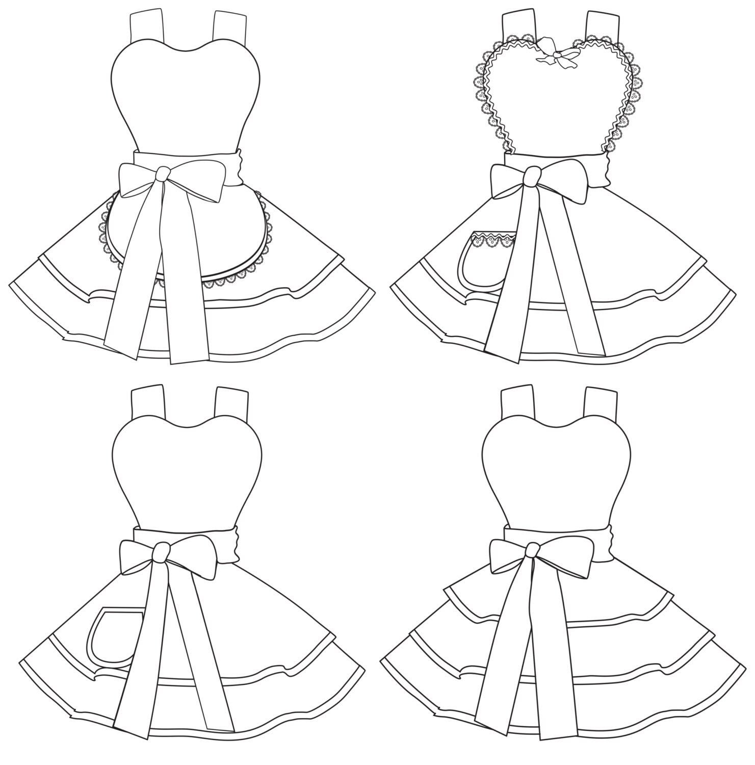 Design Your Own Apron 4 Coloring Pages Digital Instant PDF Download ...
