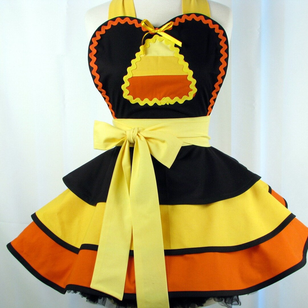 Candy Corn Costume Apron in Black, Orange, and Yellow - Etsy