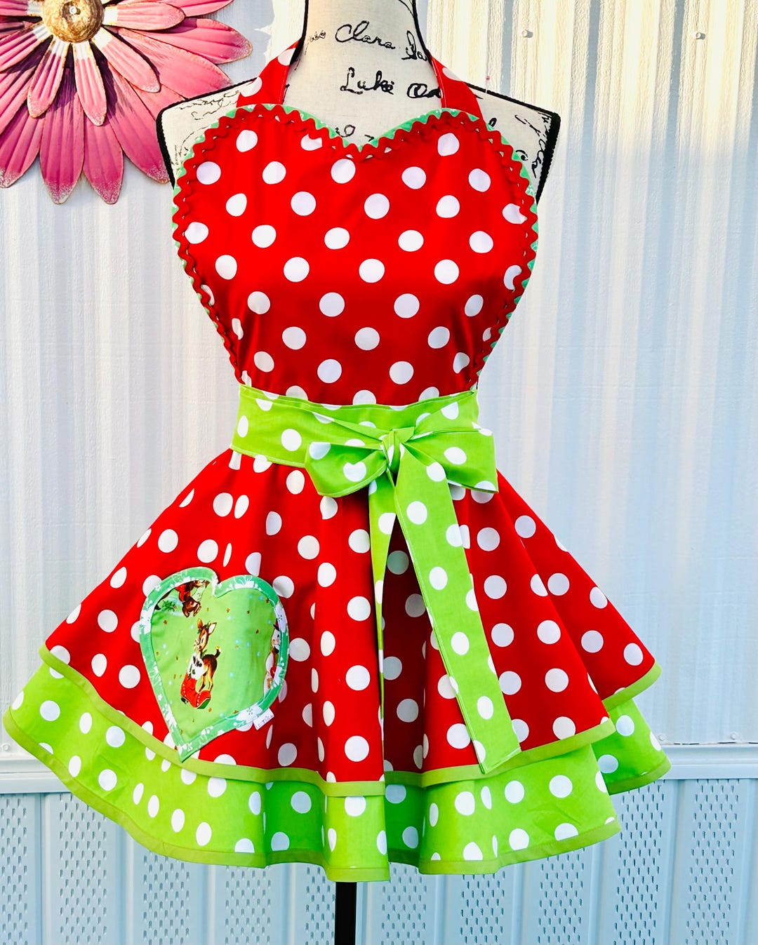 Minnie Mouse Style Holiday Hostess Apron With a Darling Pocket - Etsy