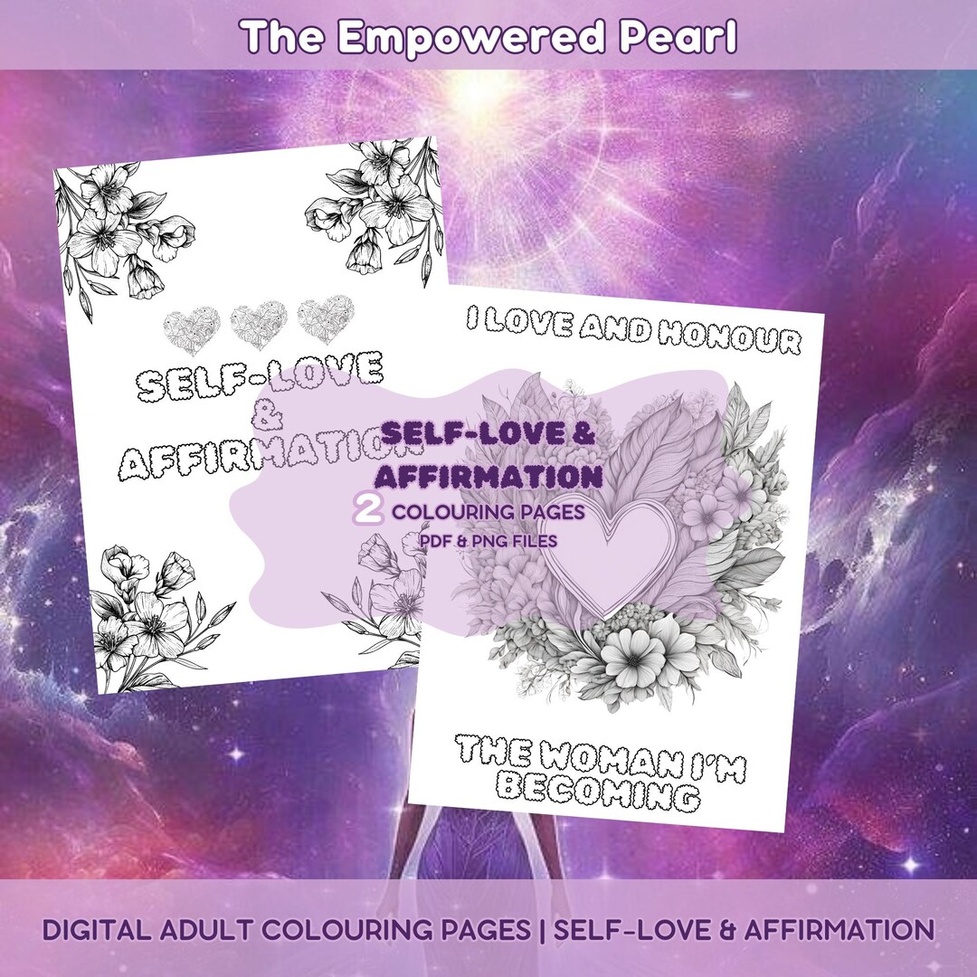 Self-love Affirmation Coloring Pages: Spiritual Growth Art (PDF) - Etsy