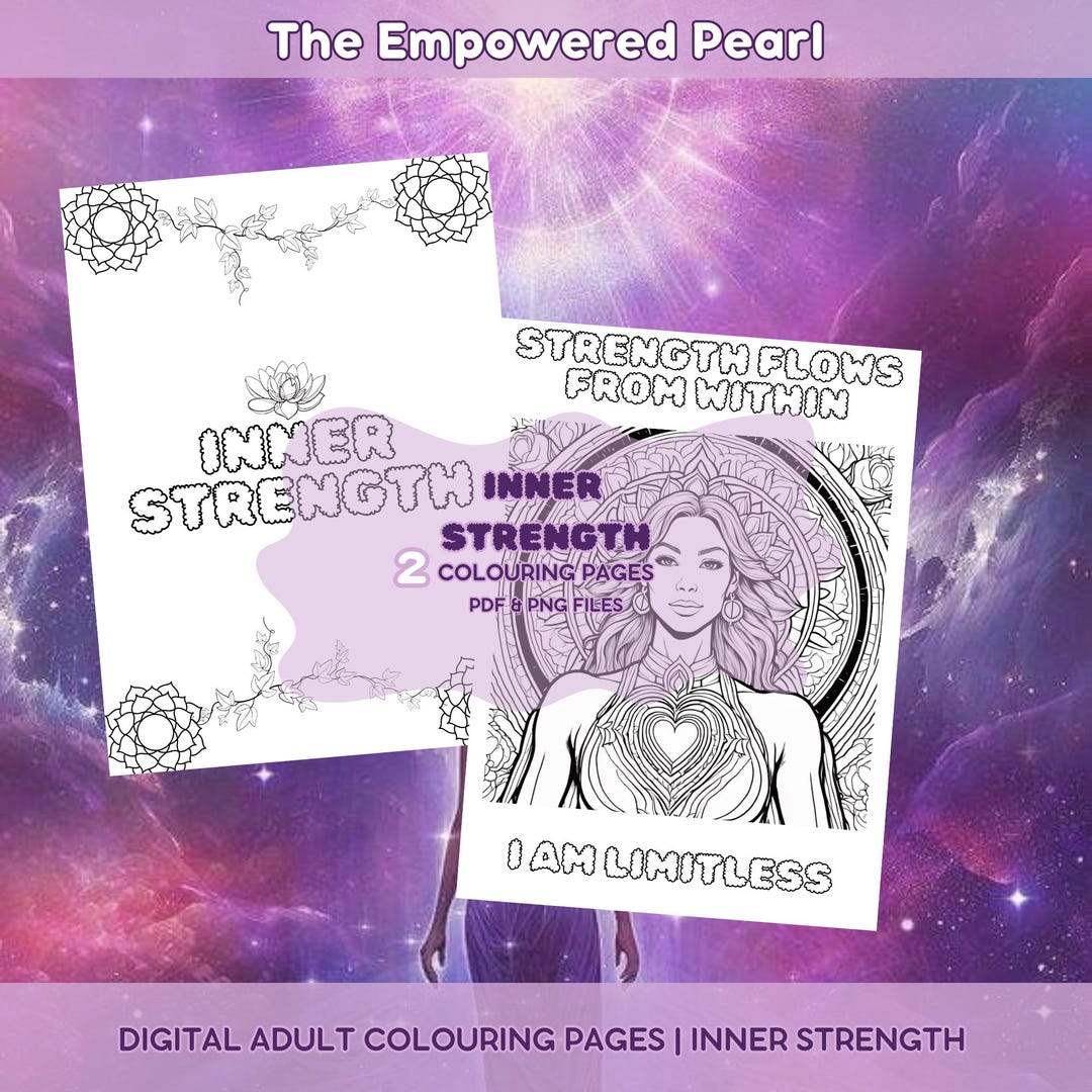Adult Colouring Page - Inner Strength | Detailed Colouring | Set of 2 ...