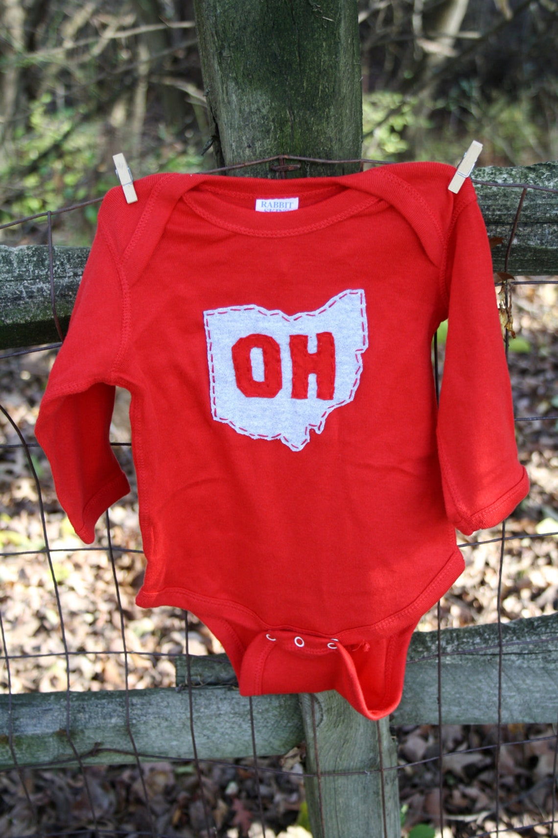 Red Baby Bodysuit With OH Front IO Back on Tush State of - Etsy