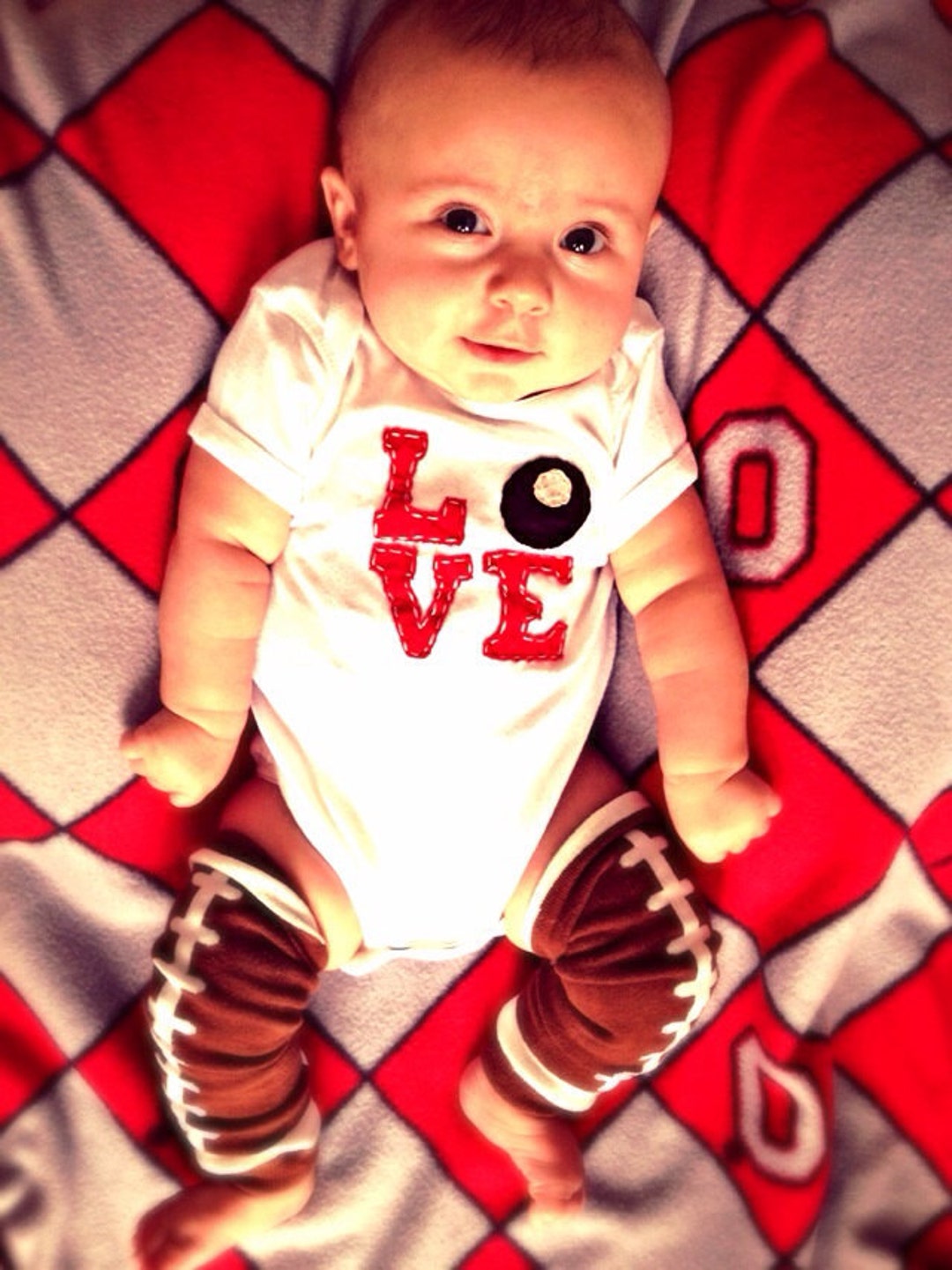 Buckeye/ohio LOVE Baby Onesie® Bodysuit, Red Love Letters With a ...