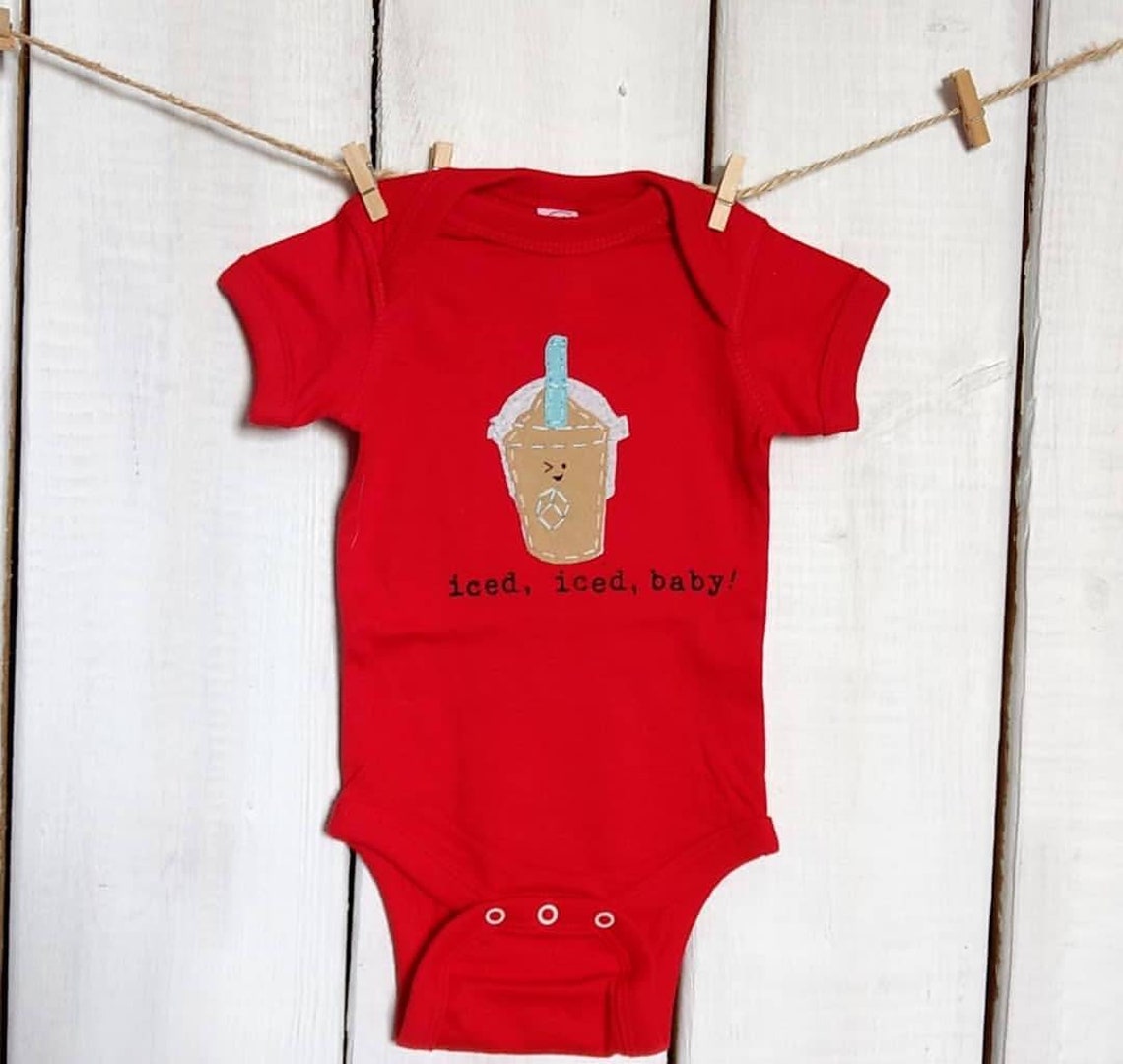 Funny Baby Onesie® "iced, Iced Baby", Cute Iced Coffee One Piece, Fun ...