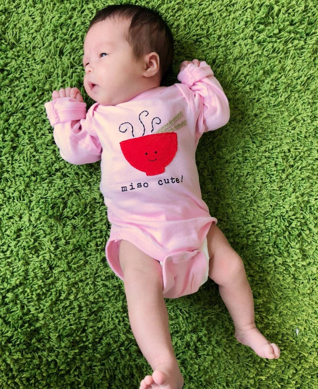 Funny "miso Cute" Baby Onesie® Bodysuit, Cute Japanese Miso Soup ...