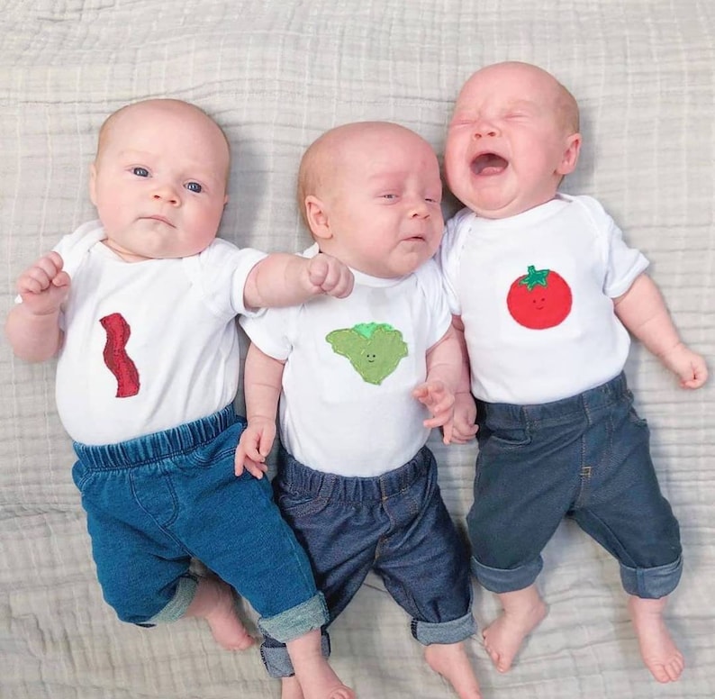 Bacon, Lettuce and Tomato TRIPLET Set of Onesies® "blt" Set of ...