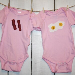 TWIN "bacon and Eggs" Set of Bodysuits, Great Shower Gift for TWINS or ...