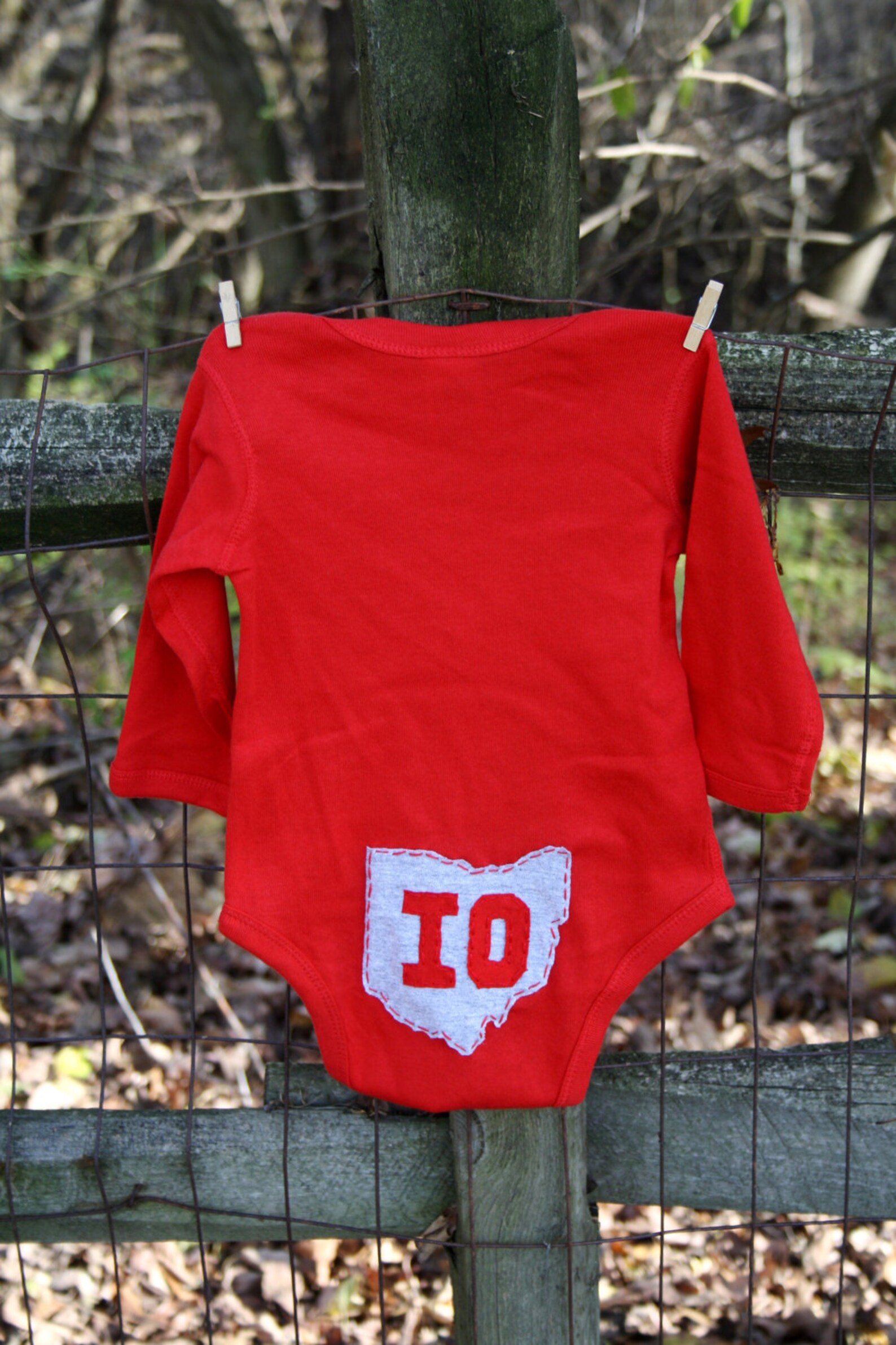 Red Baby Bodysuit With OH Front IO Back on Tush State of - Etsy