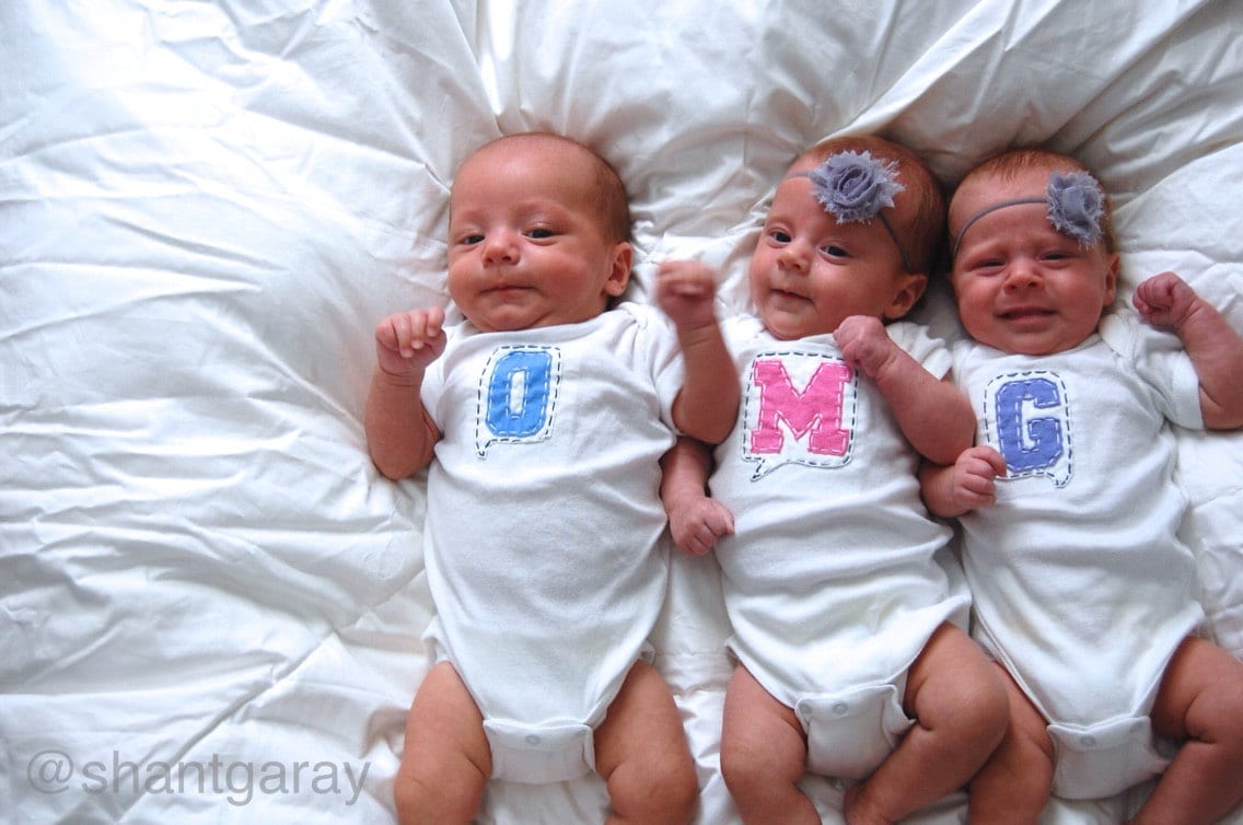 Triplets "omg" Set of 3 Bodysuits for Triplets, Great Shower Gift for ...