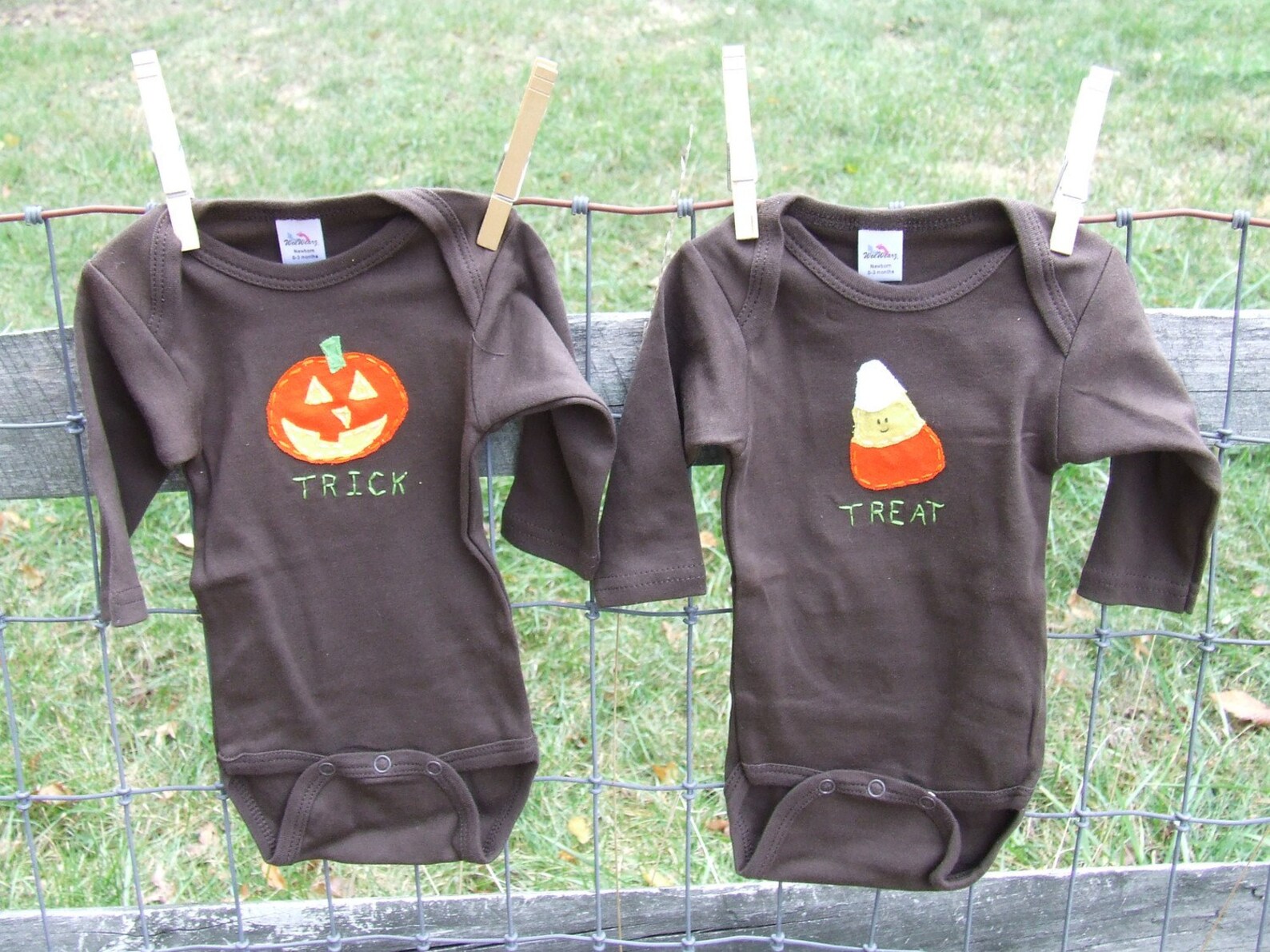 Halloween "trick and Treat" Twin Set of Colored Onesies® for Twins ...