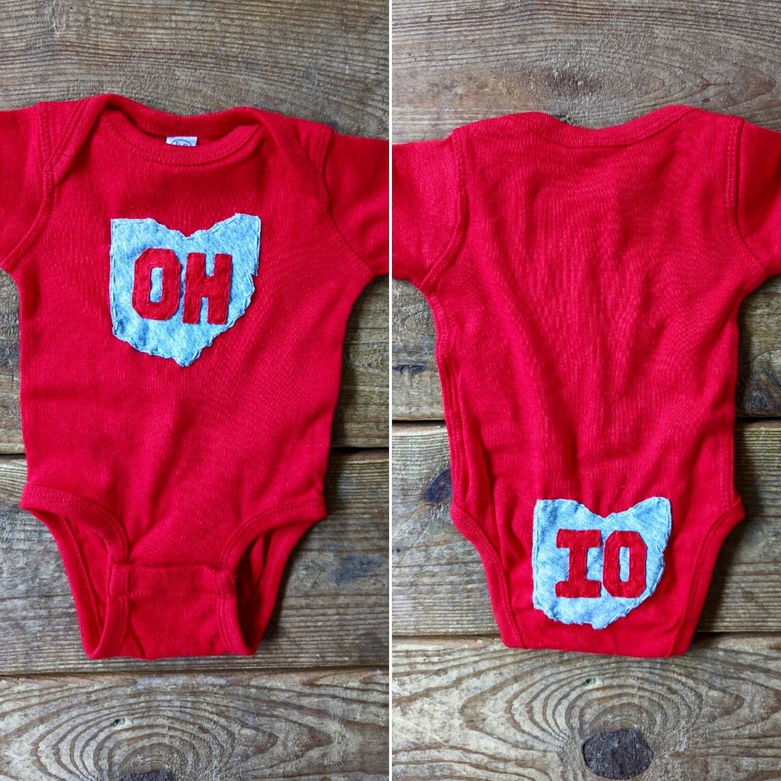 Red Baby Bodysuit With OH Front IO Back on Tush State of - Etsy