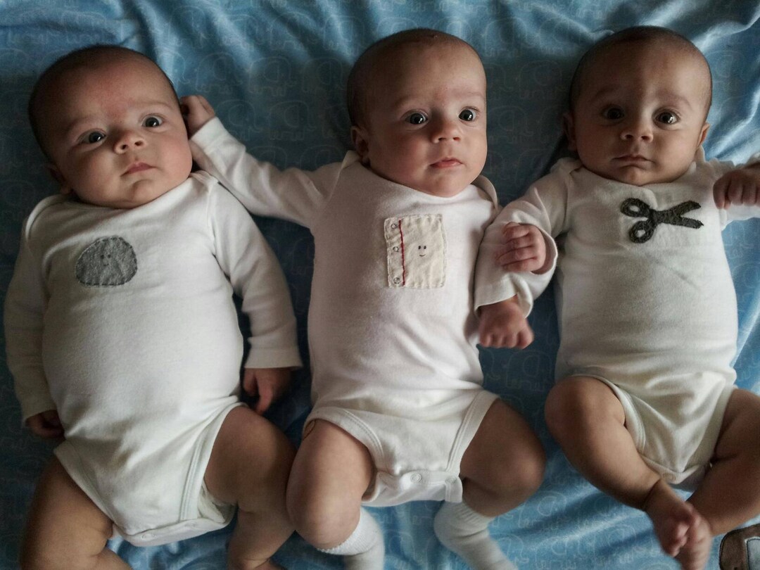 Rock, Paper, Scissors TRIPLET Set of Onesies® Bodysuit, Great Shower ...