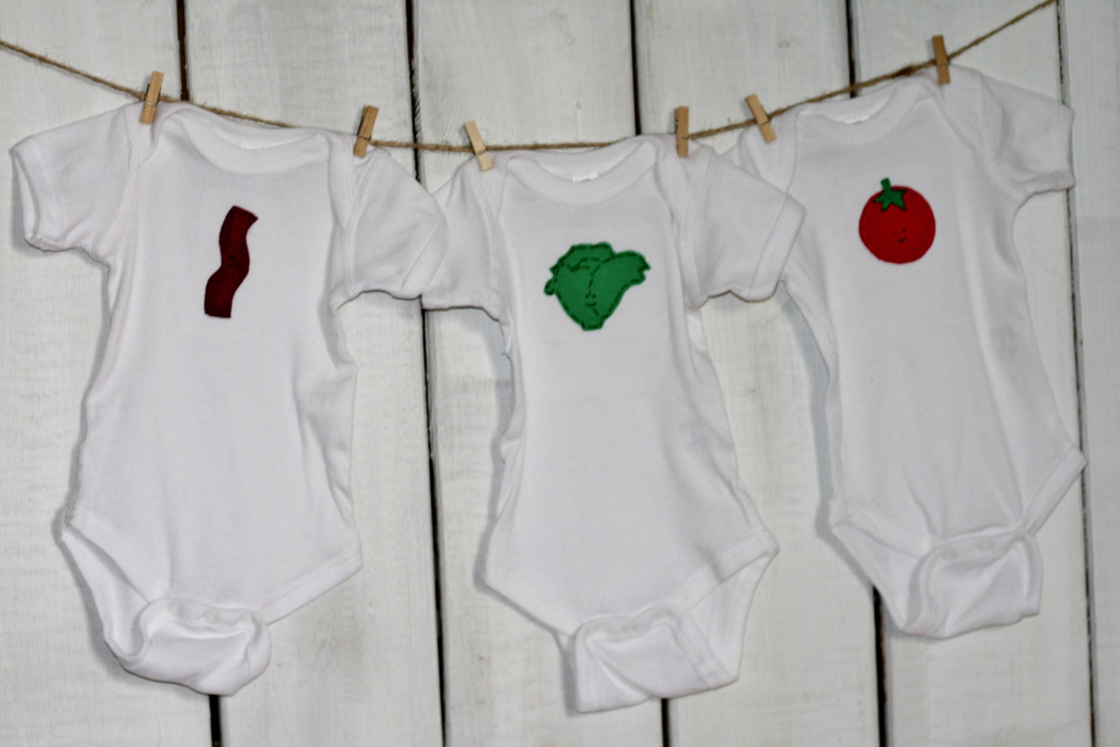 Bacon, Lettuce and Tomato TRIPLET Set of Onesies® "blt" Set of ...