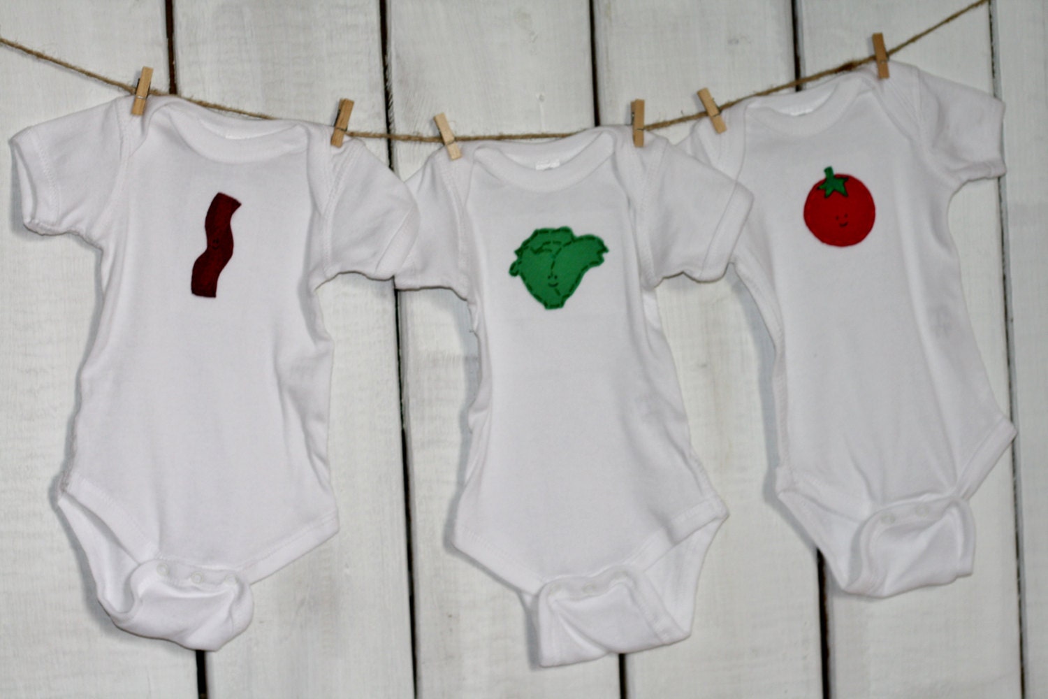 Bacon, Lettuce and Tomato TRIPLET Set of Onesies® "blt" Set of ...