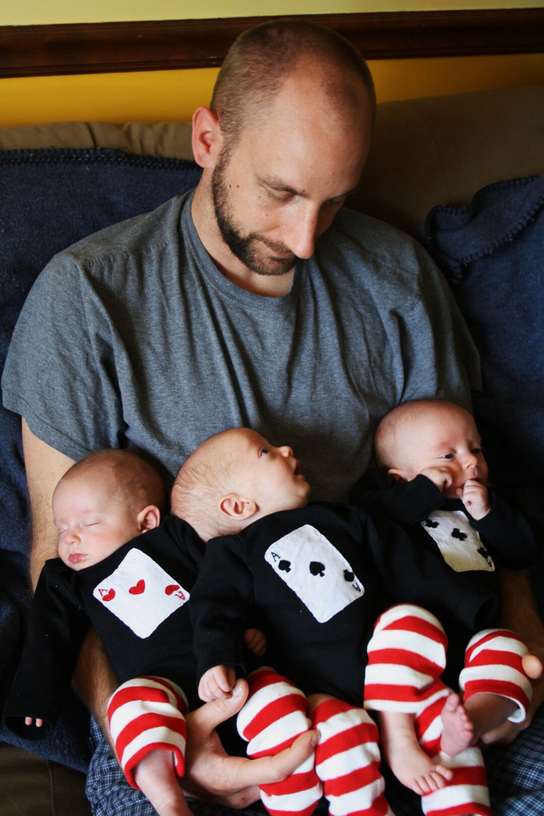 Three of a Kind, 3 Aces Playing Cards Gift for Triplets, "daddy's ...