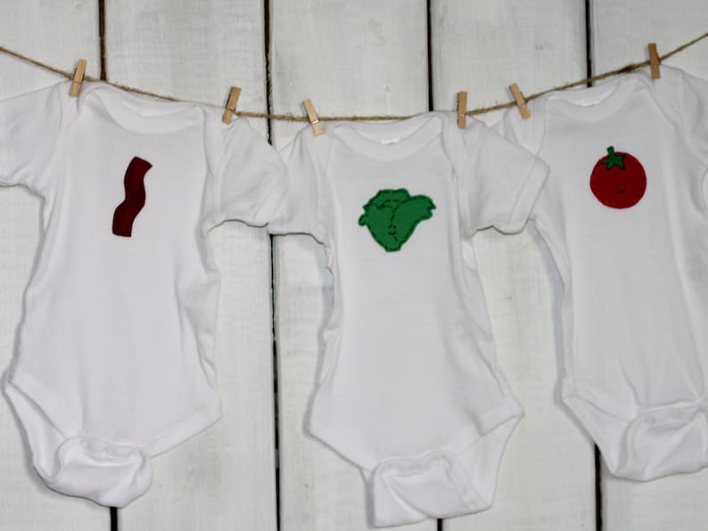 Bacon, Lettuce and Tomato TRIPLET Set of Onesies® "blt" Set of ...