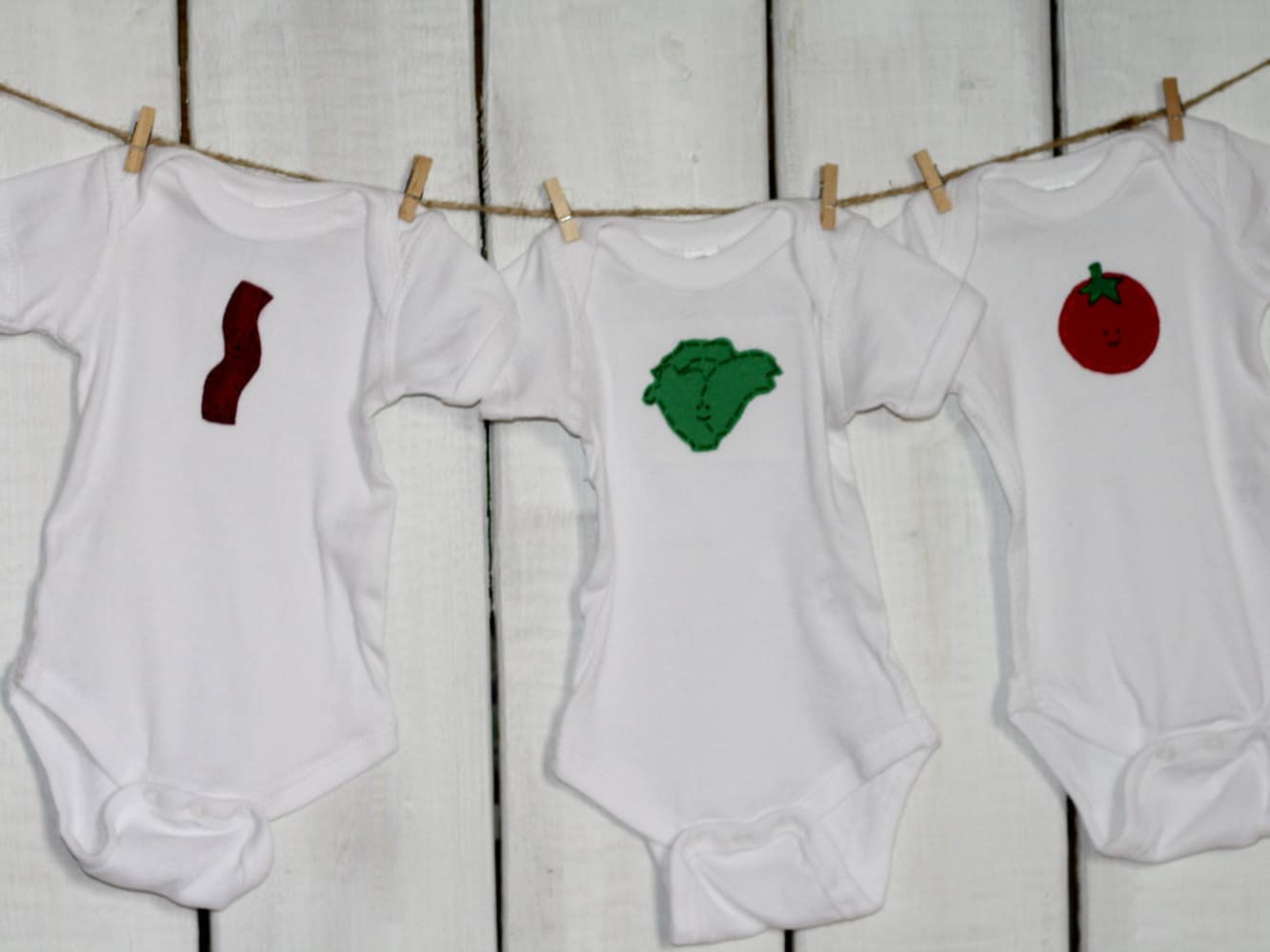 Bacon, Lettuce and Tomato TRIPLET Set of Onesies® "blt" Set of ...