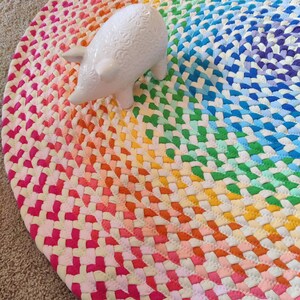 48 Pastel Rainbow Rug Made From Braided New T Shirt - Etsy