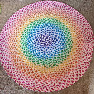48 Pastel Rainbow Rug Made From Braided New T Shirt - Etsy