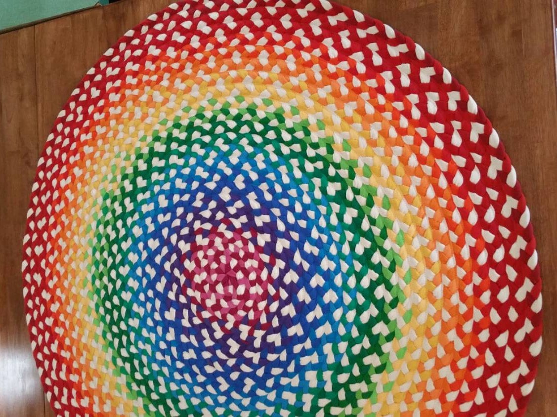 4x6 Rainbow Braided Rug Created From New and Recycled T Shirts | Etsy