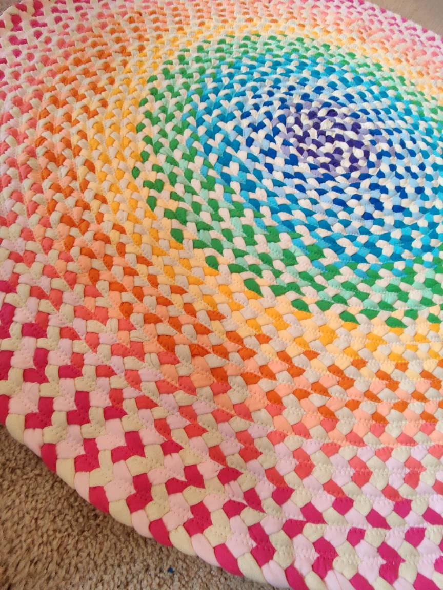 48 Pastel Rainbow Rug Made From Braided New T Shirt | Etsy