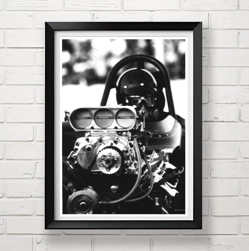 Vintage Look Black & White Drag Racing Poster - Etsy