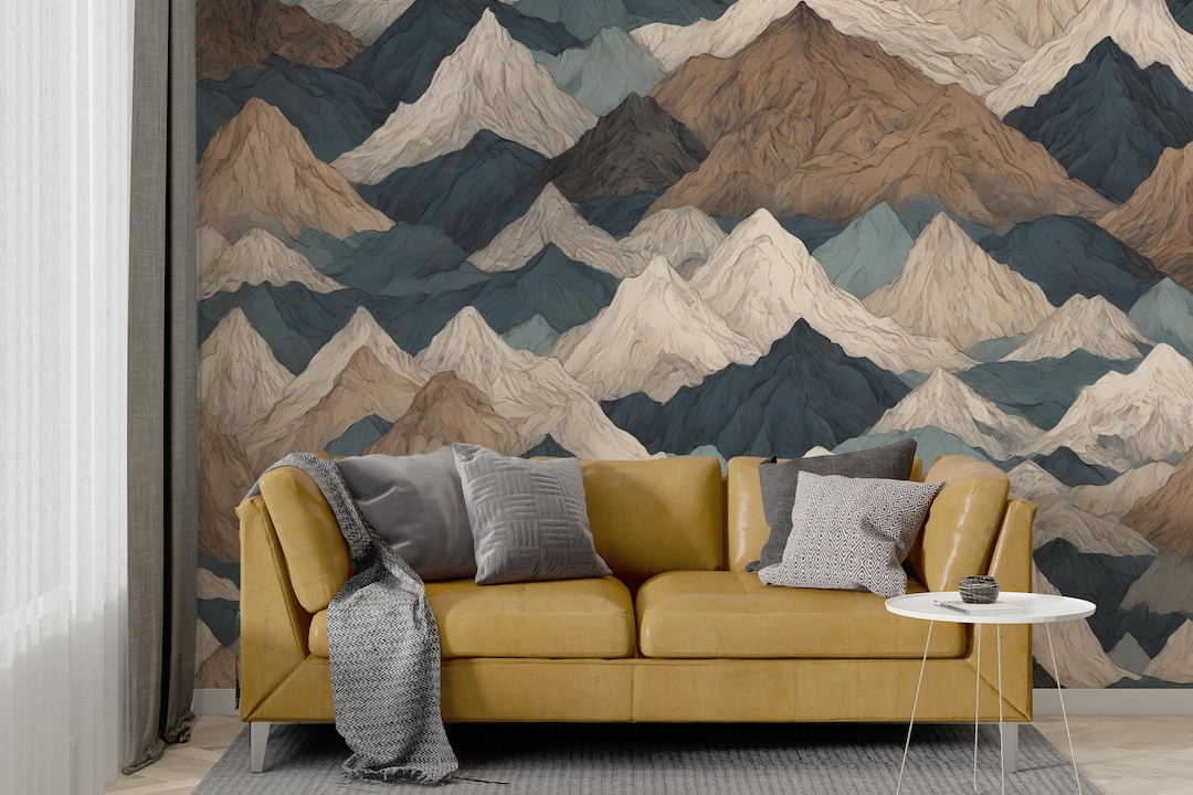 Wallpapers With Natural Motifs, Abstract Mountains in Calm Tones,blue ...