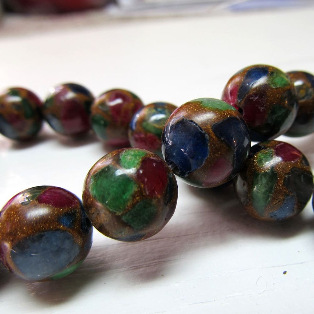 Jasper Beads 14mm Natural Multi Colored Jasper Cloisonne Smooth Round ...
