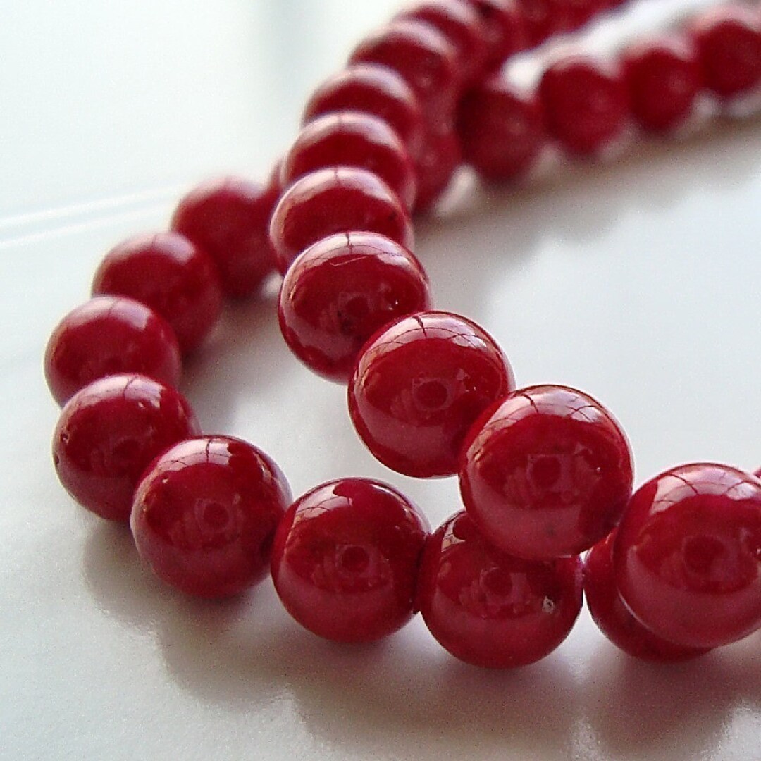 Fossil Round Beads 8mm Natural Tomato Red - 16 Pieces - Etsy