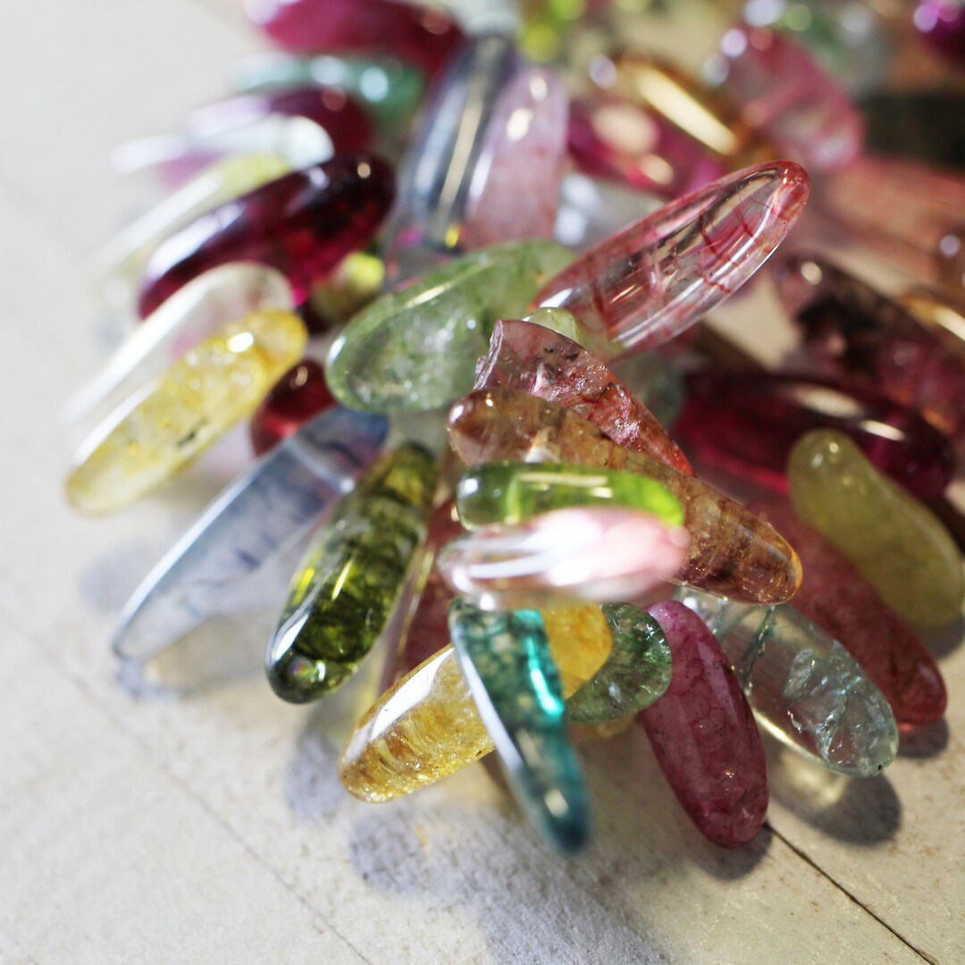 Crystal Beads Assorted 25 X 5mm to 15m X 5mm Smooth Semi Transluscent ...