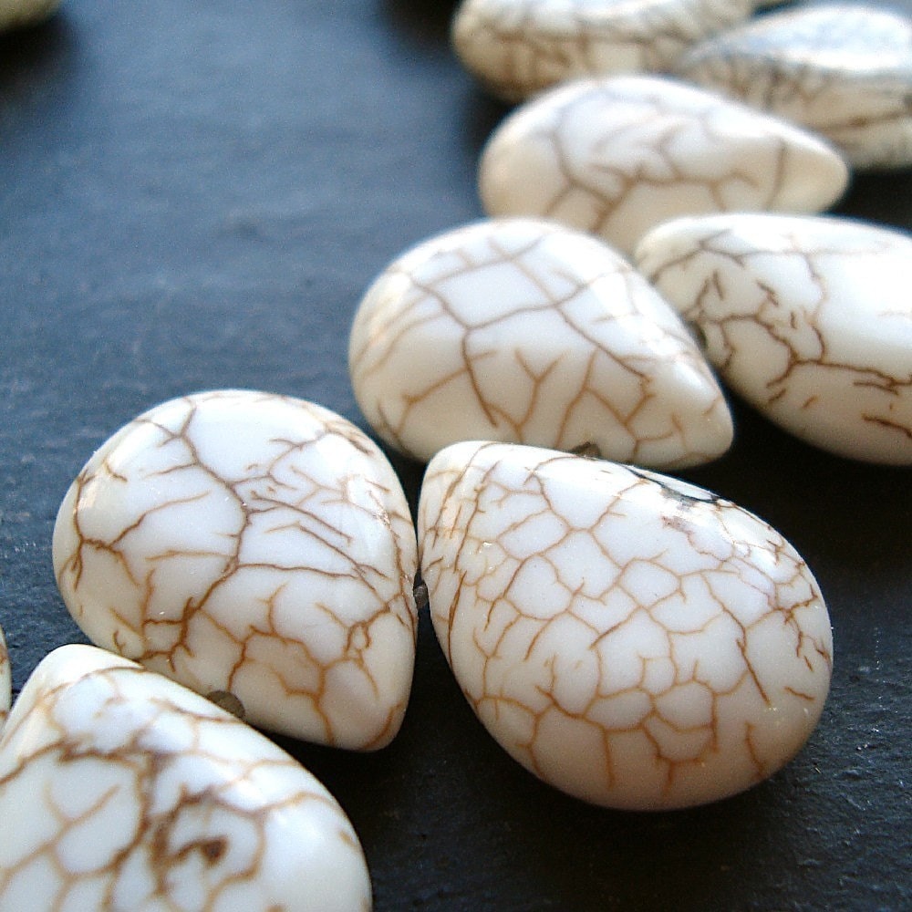 Howlite Beads 20 x 14mm White Shiny Smooth Teardrop Briolettes | Etsy