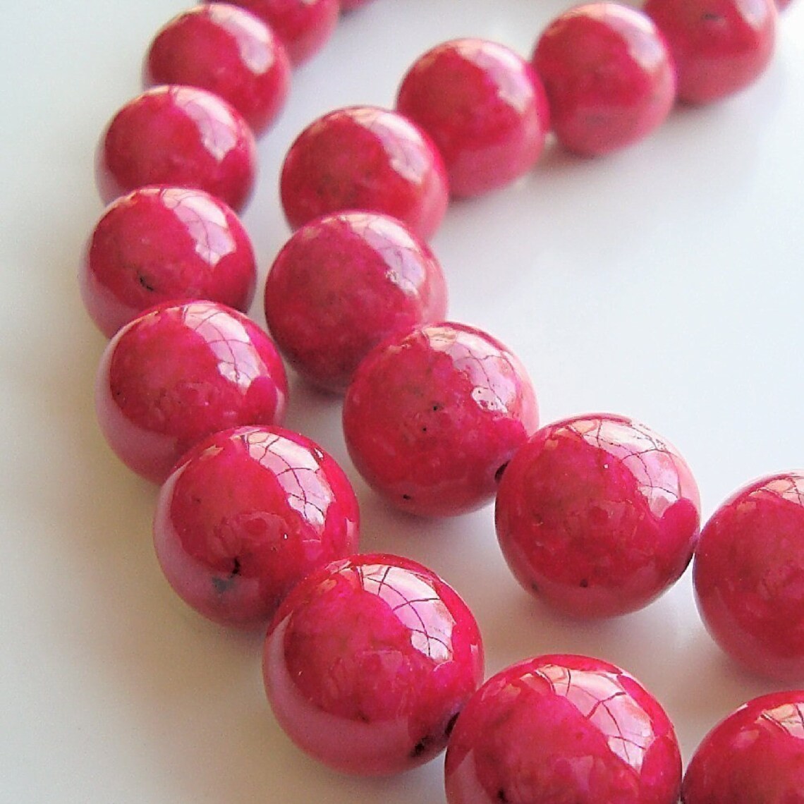Fossil Beads 4mm Natural Hot Neon Pink Round Stones 8 Inch - Etsy