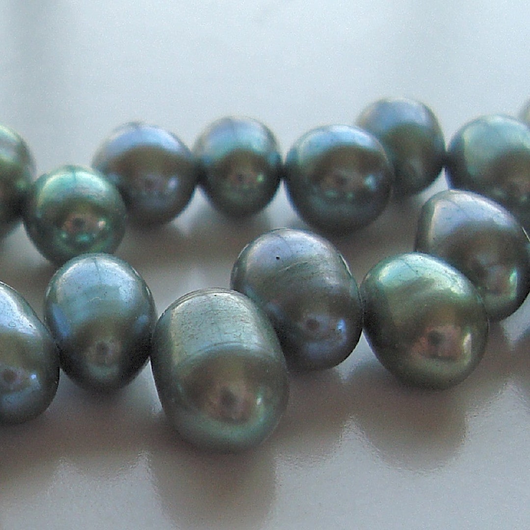 Pearl Beads 8 X 6mm Lustrous Fern Green Freshwater Dancing Pearls ...